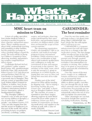 "What's Happening: September 30, 1998" by Maine Medical Center