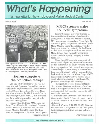 "What's Happening: May 29, 1996" by Maine Medical Center