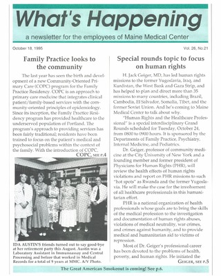 "What's Happening: October 18, 1995" by Maine Medical Center