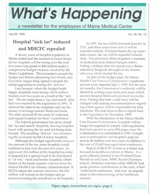 "What's Happening: July 26, 1995" by Maine Medical Center