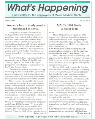 "What's Happening: April 6, 1994" by Maine Medical Center