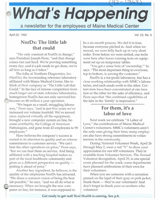 "What's Happening: April 22, 1992" by Maine Medical Center