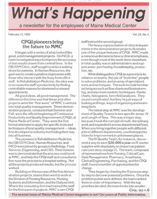 "What's Happening: February 12, 1992" by Maine Medical Center