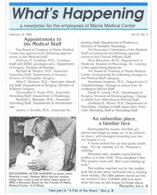 "What's Happening: February 14, 1990" by Maine Medical Center