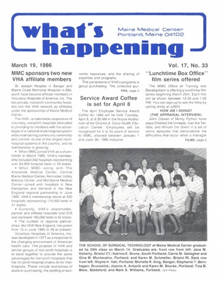 "What's Happening: March 19, 1986" by Maine Medical Center