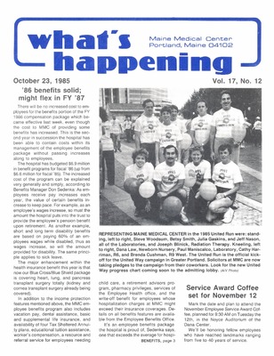 "What's Happening: October 23, 1985" by Maine Medical Center