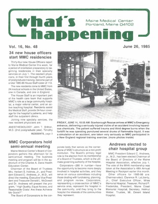 "What's Happening: June 26, 1985" by Maine Medical Center
