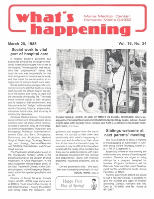 "What's Happening: March 20, 1985" by Maine Medical Center