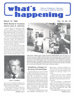 "What's Happening: March 13, 1985" by Maine Medical Center