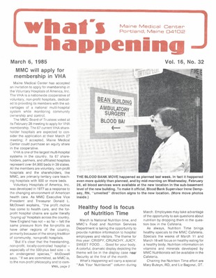 "What's Happening: March 6, 1985" by Maine Medical Center
