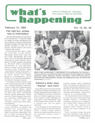 "What's Happening: February 13, 1985" by Maine Medical Center