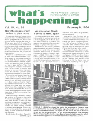 "What's Happening: February 8, 1984" by Maine Medical Center