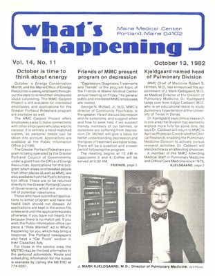 "What's Happening: October 13, 1982" by Maine Medical Center