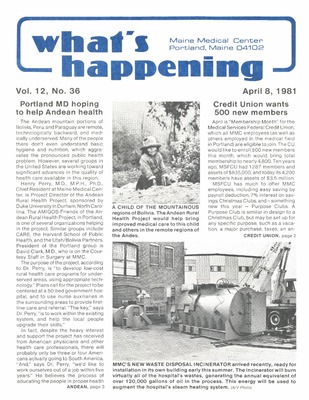 "What's Happening: April 8, 1981" by Maine Medical Center