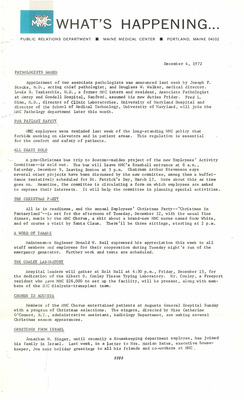 "What's Happening: December 4, 1972" by Maine Medical Center